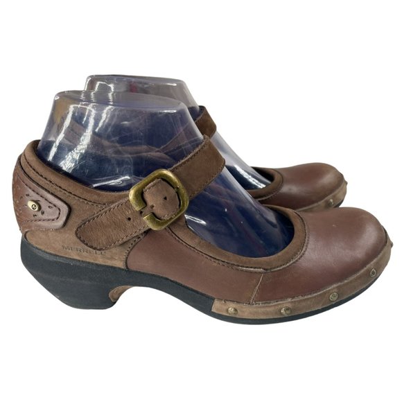 Merrell | Shoes | Merrell Womens Luxe Mj Brown Leather Studded Mary ...